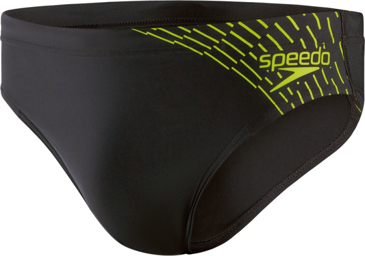 Speedo Medley Logo 7cm Brief Swimwear Male Adult - Black/Atomic Lime ...